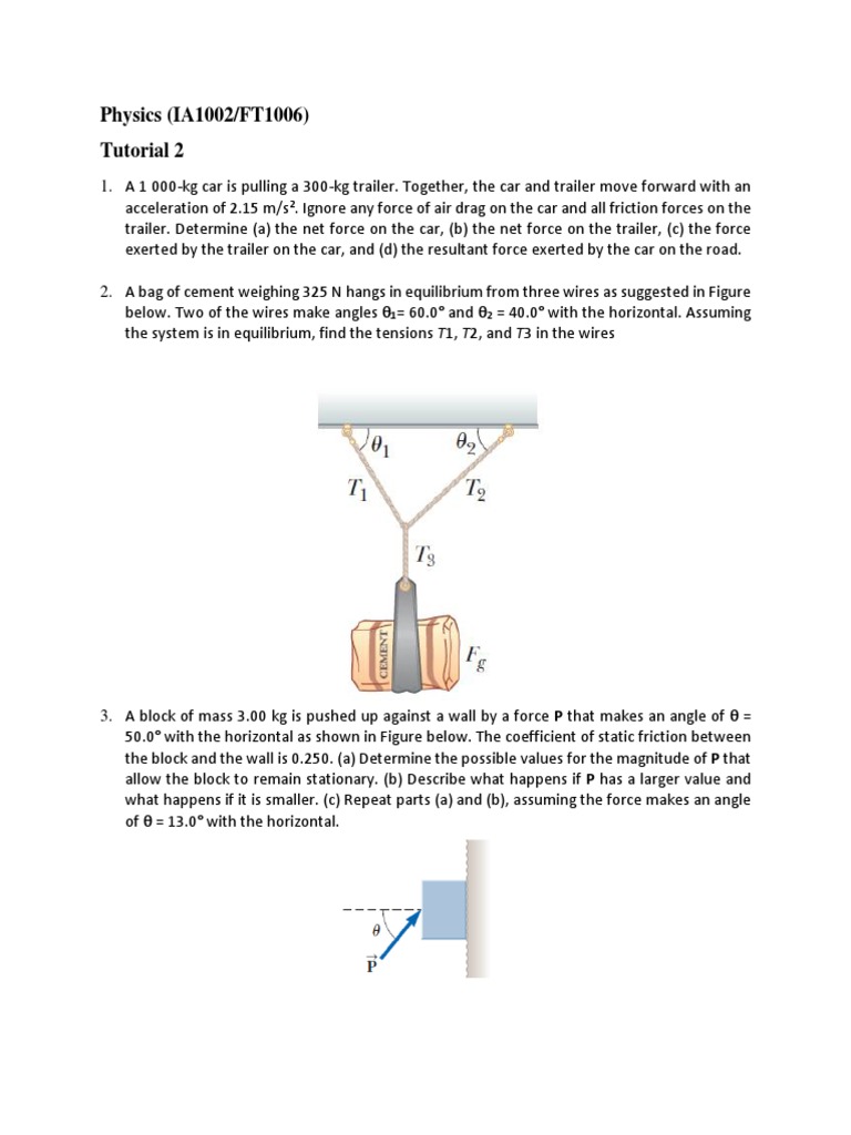 Tutorial 2 | PDF | Friction | Force