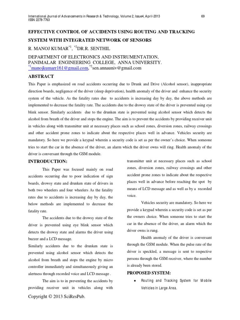 Effective Control of Accidents Using Routing and Tracking System With ...