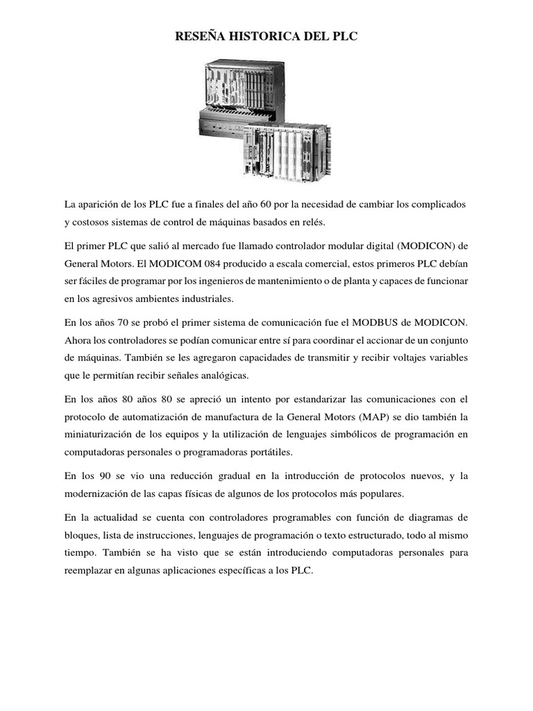 Historia del Primer PLC MODICON 084 | PDF