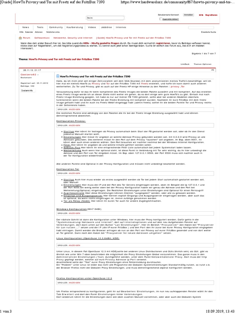 (Guide) HowTo Privoxy Und Tor | PDF