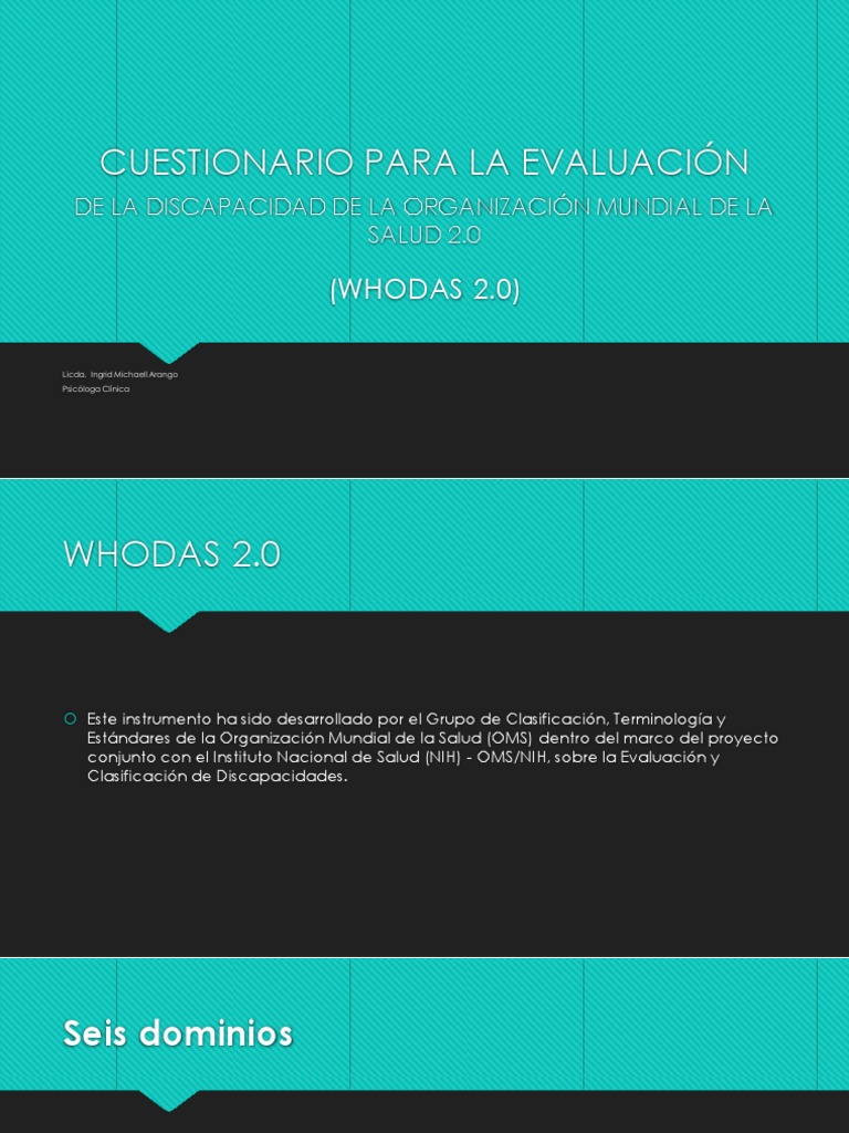 Whodas 2.0 Explicación | Descargar gratis PDF | Invalidez | Ciencias ...