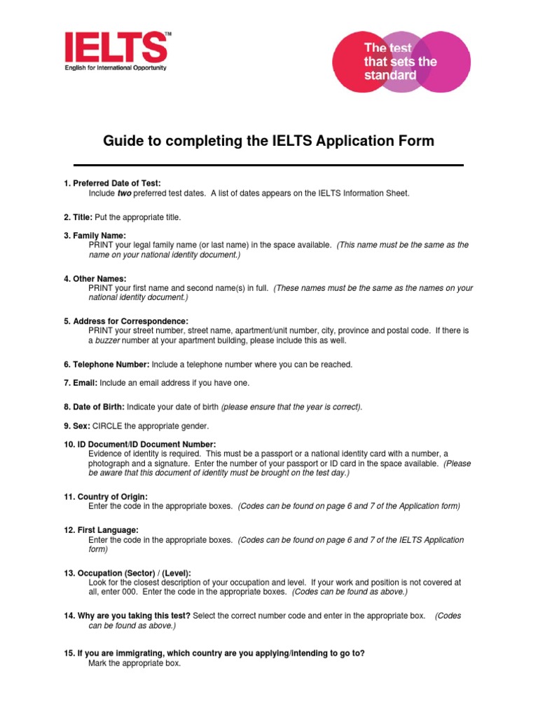 IELTS Application Form Guide | PDF | Identity Document | International ...