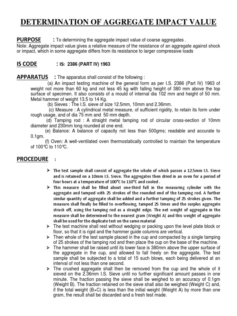 Aiv Test For Aggregate | PDF | Mechanical Engineering | Nature