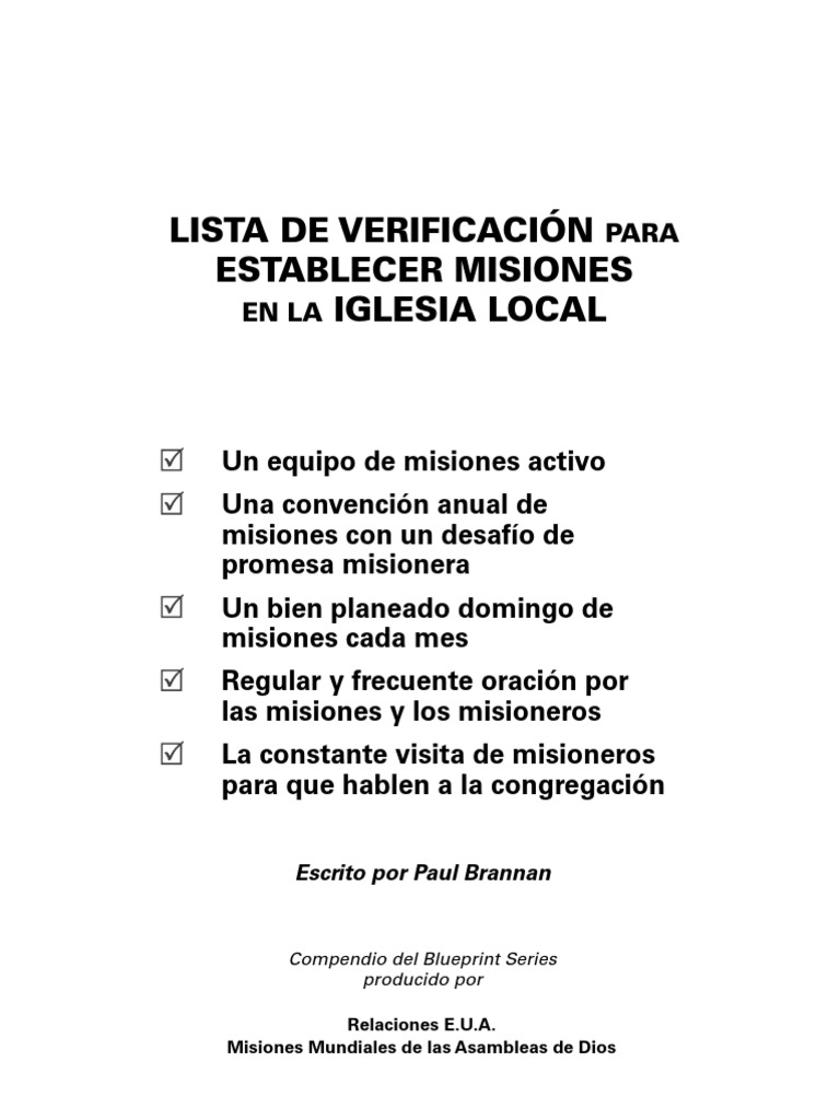 Checklist Building Missions | Descargar gratis PDF | Misionero | Oración