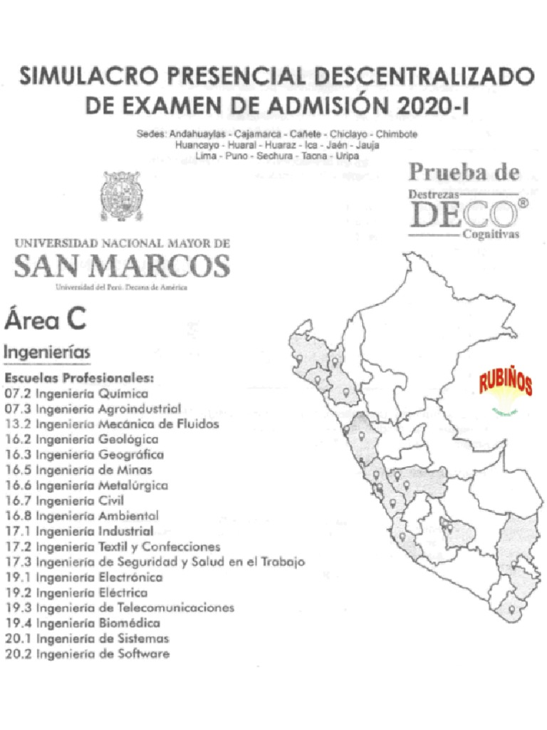 Simulacro Presencial Unmsm 2020 I Area C | PDF
