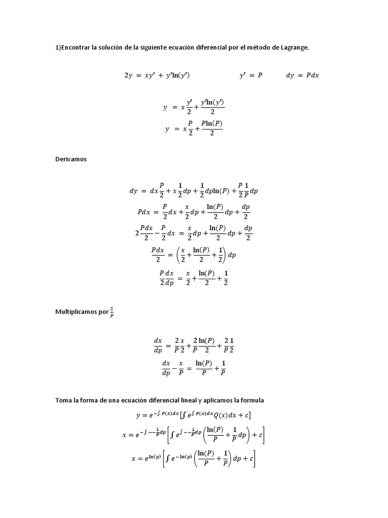 Lagrange Tarea | PDF | Ecuaciones diferenciales | Ecuaciones