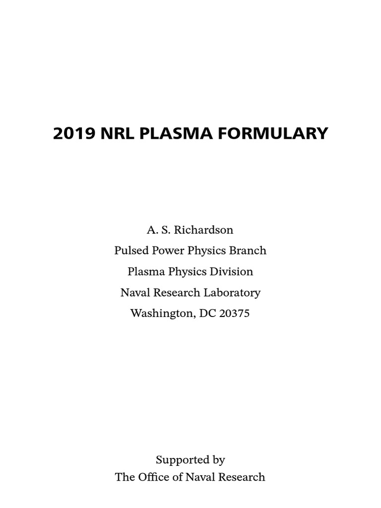 NRL Formulary 2019 | PDF | Electronvolt | Permittivity
