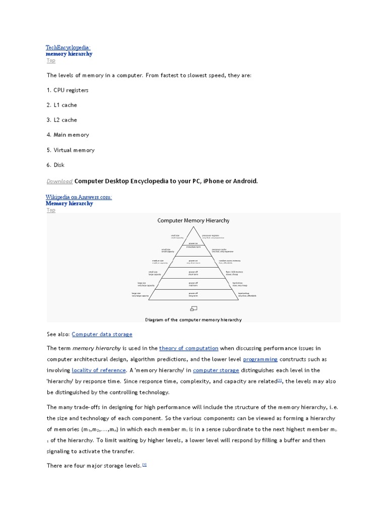 Data Storage Hierarchy | PDF | Computer Data Storage | Random Access Memory