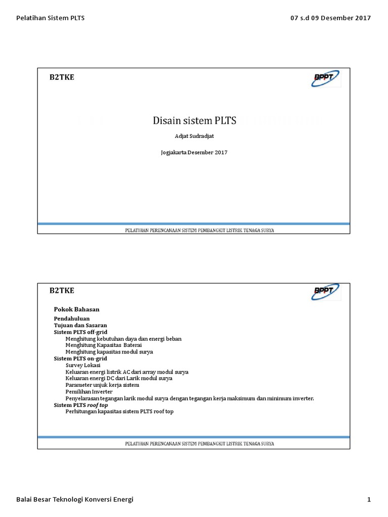 Pelatihan Desain Sistem PLTS 2017 | PDF