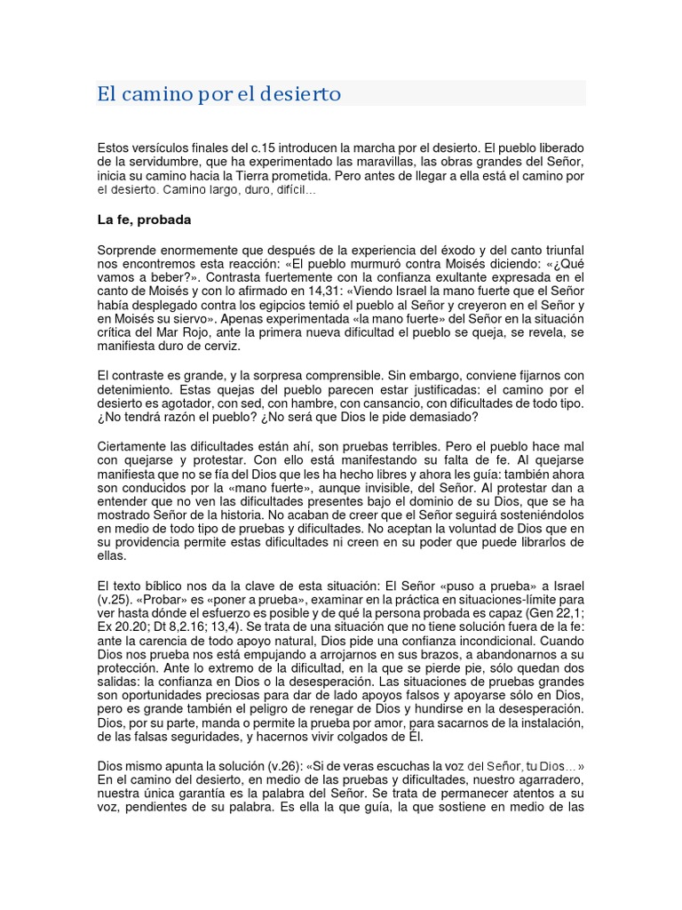 El Camino del Pueblo de Israel en el Desierto | PDF | Moisés | Fe