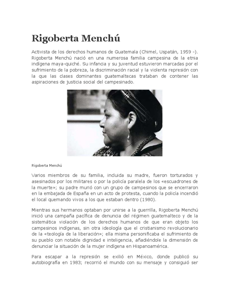Rigoberta Menchú | PDF | Problemas sociales (general) | Sociedad