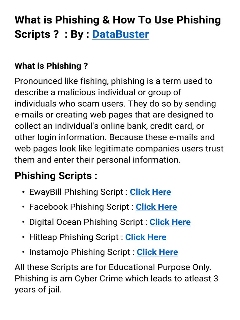 Phishing Tutorial by DataBuster PDF | PDF