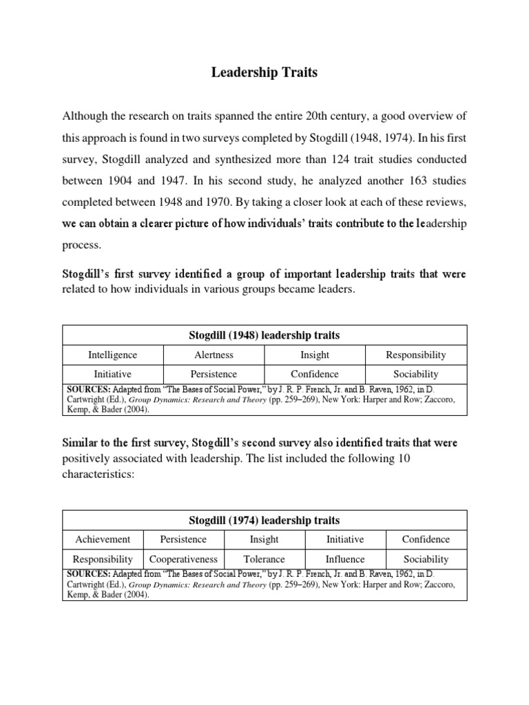 A Comprehensive Review of Leadership Trait Research Across Decades ...