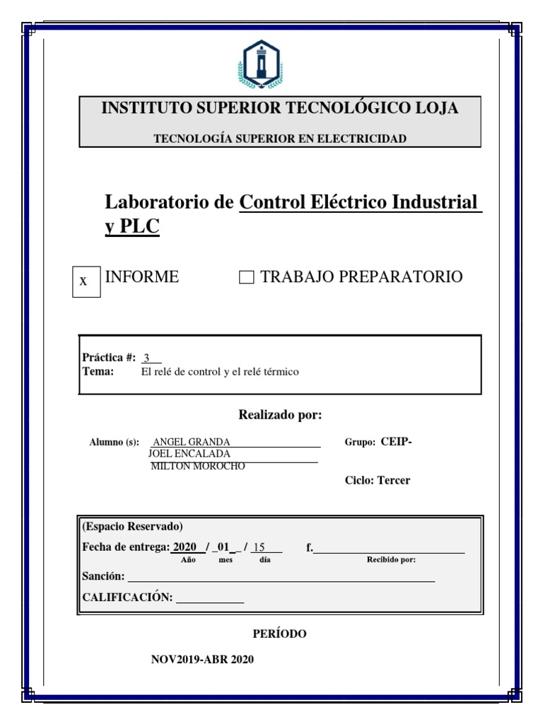 Infome Practica 3 | PDF | Relé | Energia electrica Infome Practica 3 | PDF | Relé | Energia electrica