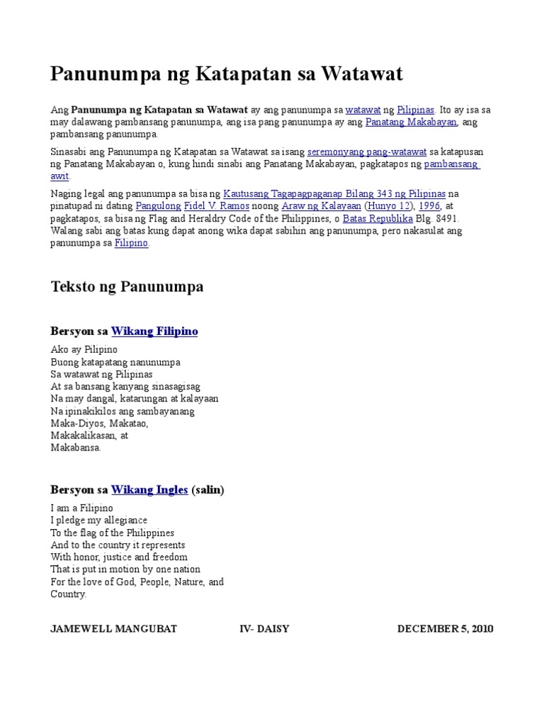PANUNUMPA | PDF