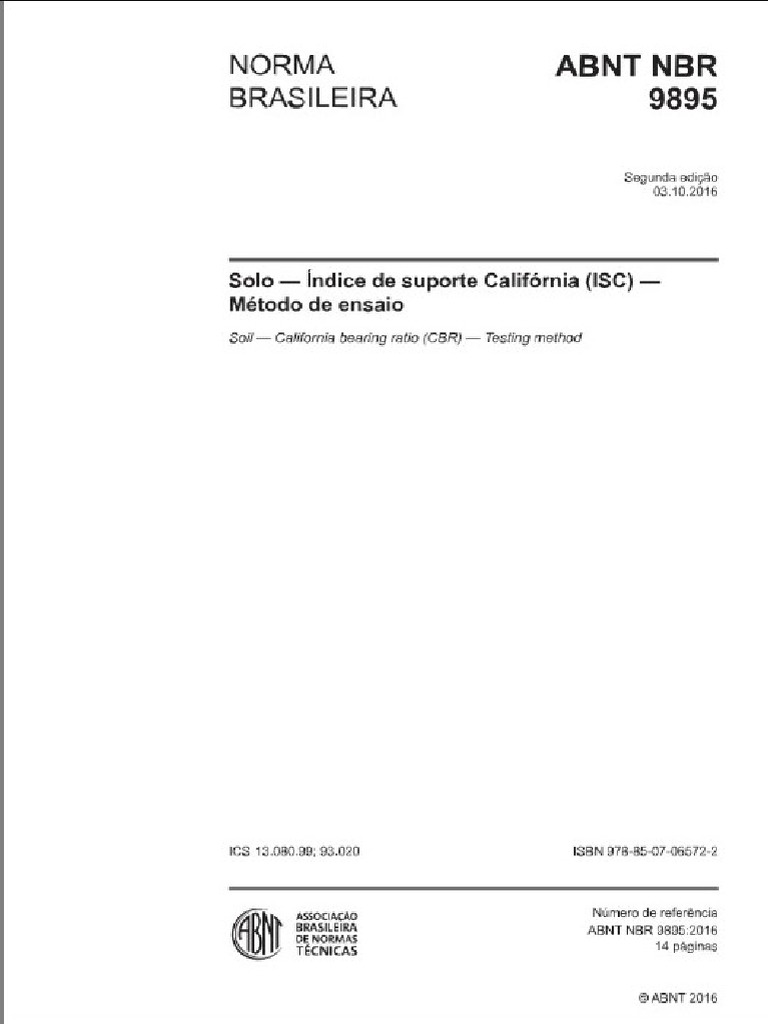 NBR 9895 2016 - íNDICE DE SUPORTE CALIFORNIA