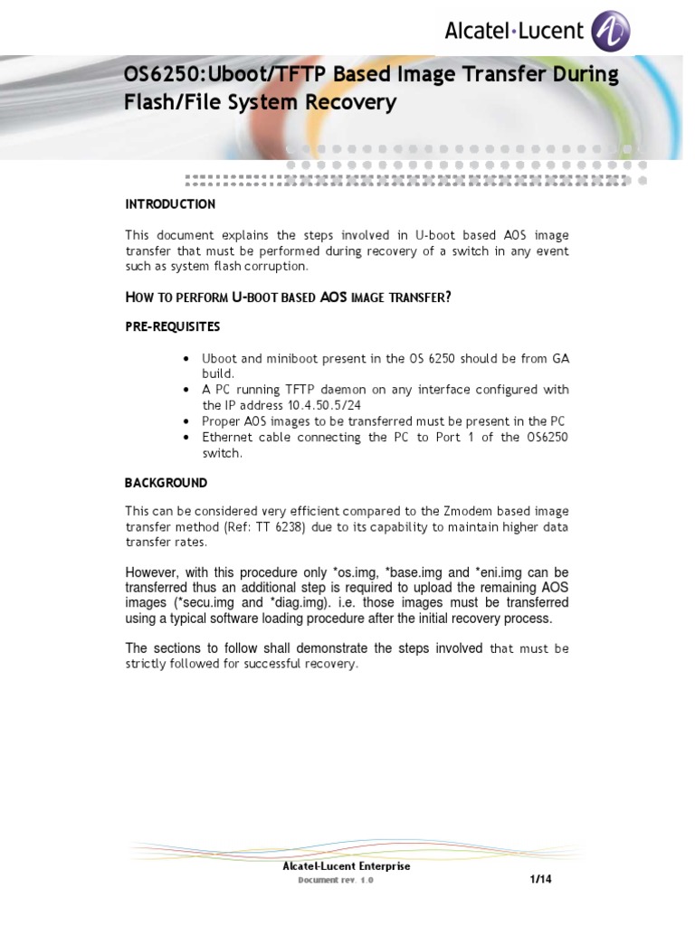 8554 OS6250 Flash Recoevry Uboot Based File Transfer PDF | PDF | Booting | File System