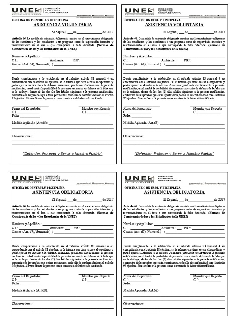 Formato de Boleta de Asistencia UNES | PDF | Gobierno | Justicia
