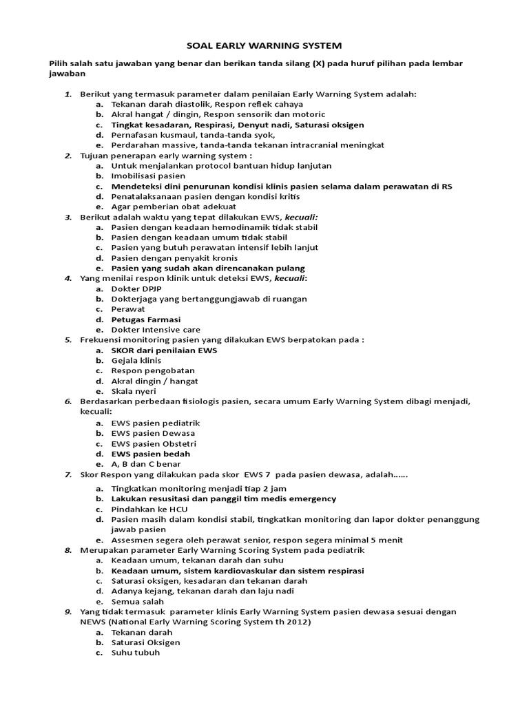 Pre Dan Post Test Ews | PDF