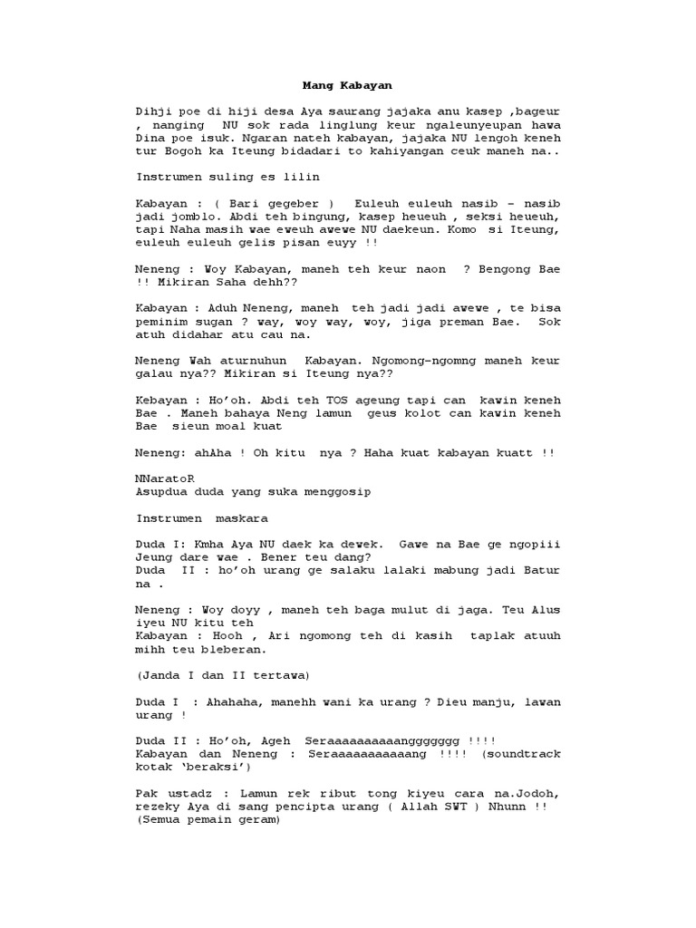 Kisah Cinta Kabayan dan Iteung | PDF