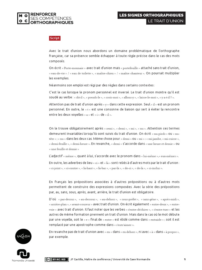 S1 C4 Trait - Union v2 PDF | PDF | Grammaire | Syntaxe