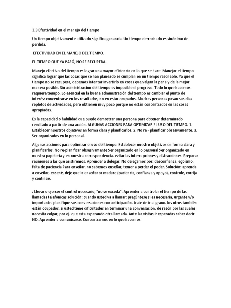 3.3 Efectividad en El Manejo Del Tiempo | PDF
