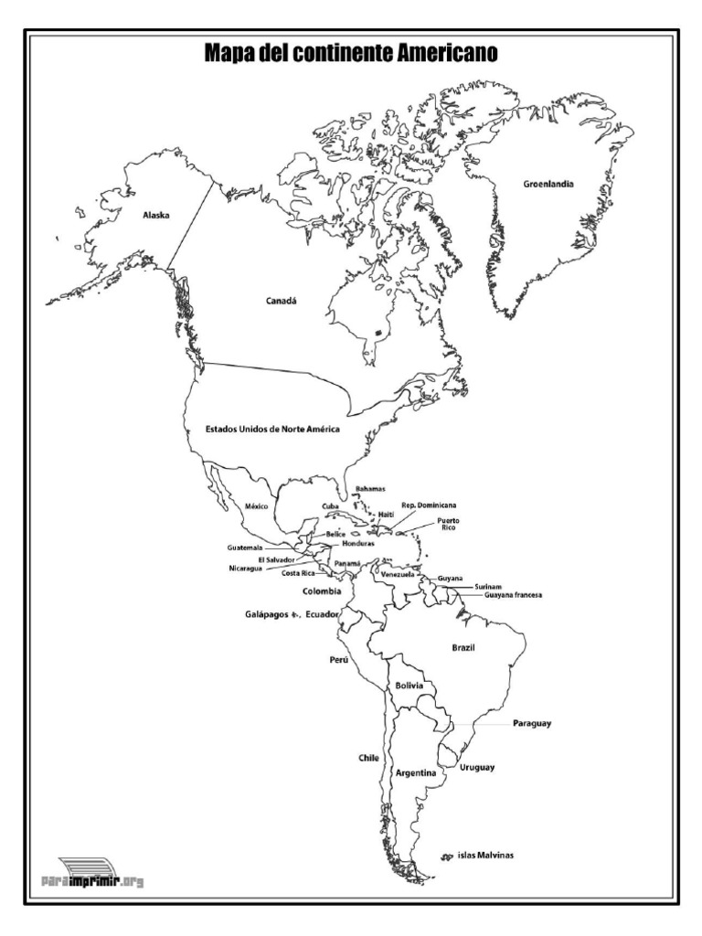 Mapa Del Continente Americano | PDF