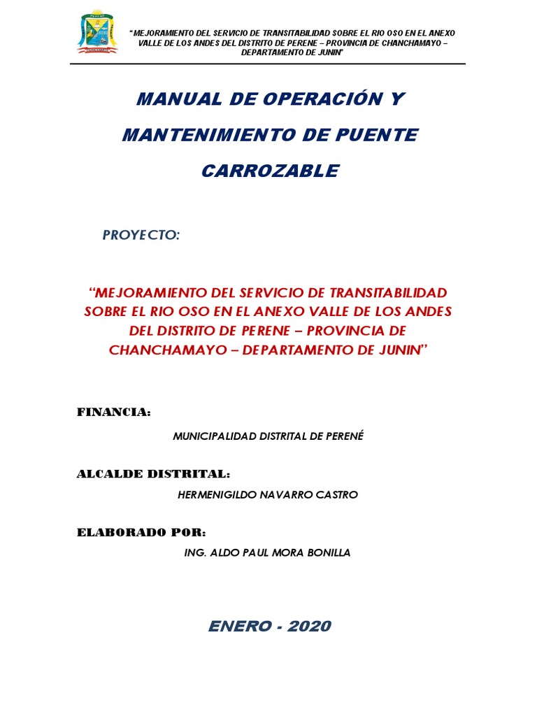 Manual de Operacion y Mantenimiento PDF | PDF | La carretera | Puente