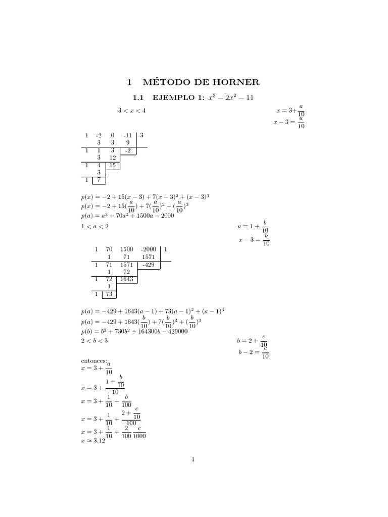 Metodo de Horner Latex | PDF