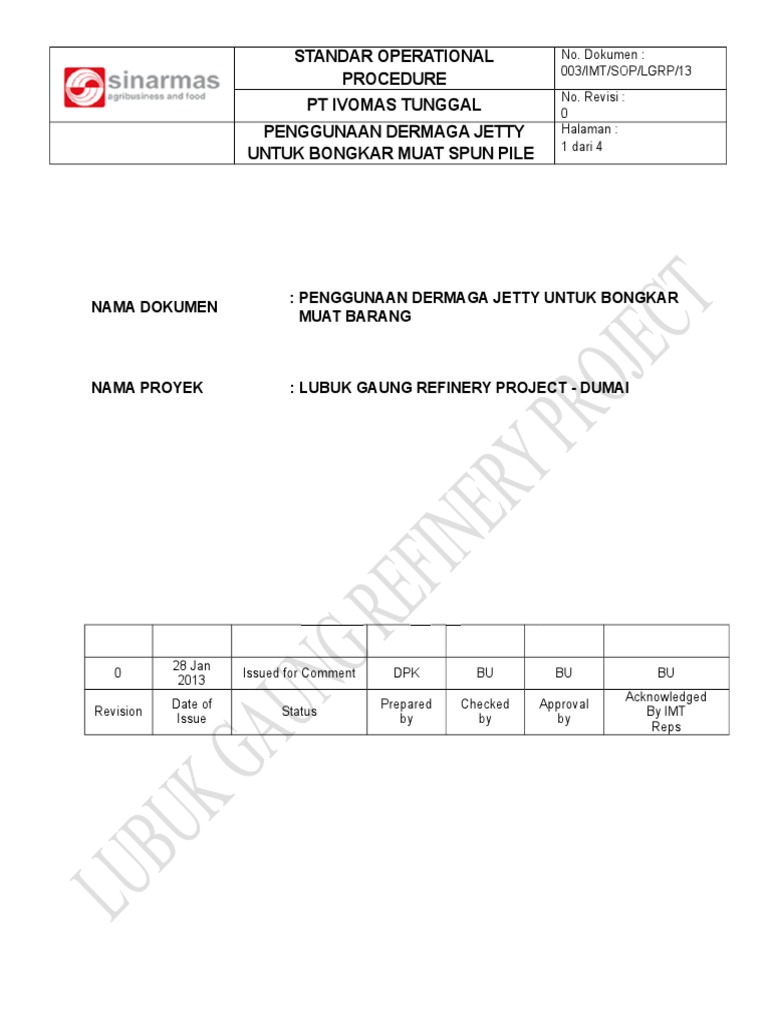 S-003 SOP Jetty | PDF