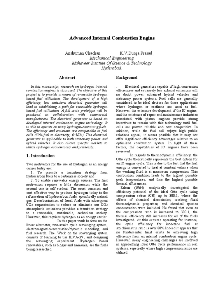 Advanced Internal Combustion Engines 1 | PDF | Internal Combustion Engine | Combustion