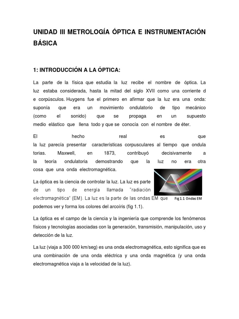 Metrología óptica E Instrumentación Básica Pdf Ligero óptica