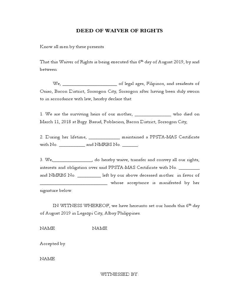 Waiver of Rights | PDF