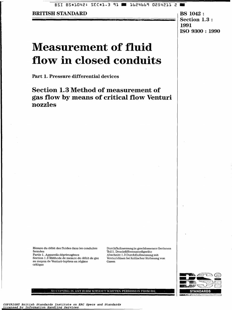 BS 1042.1.3 PDF | PDF | Gases | Fluid Dynamics