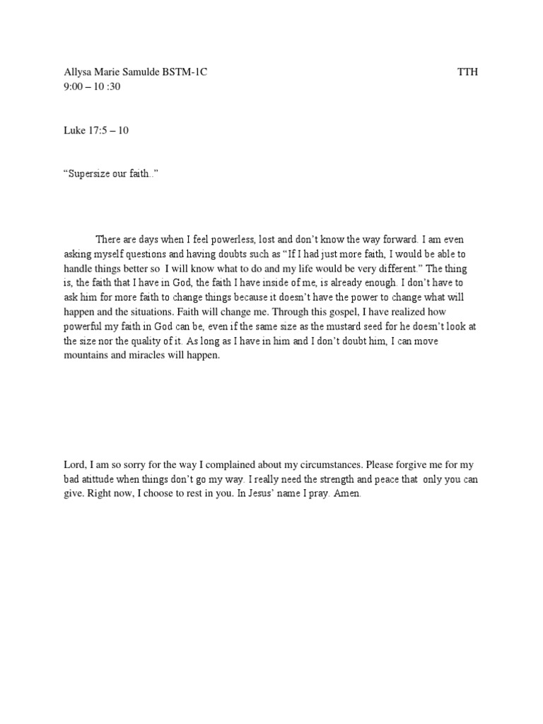 Gospel Reflection Paper | PDF