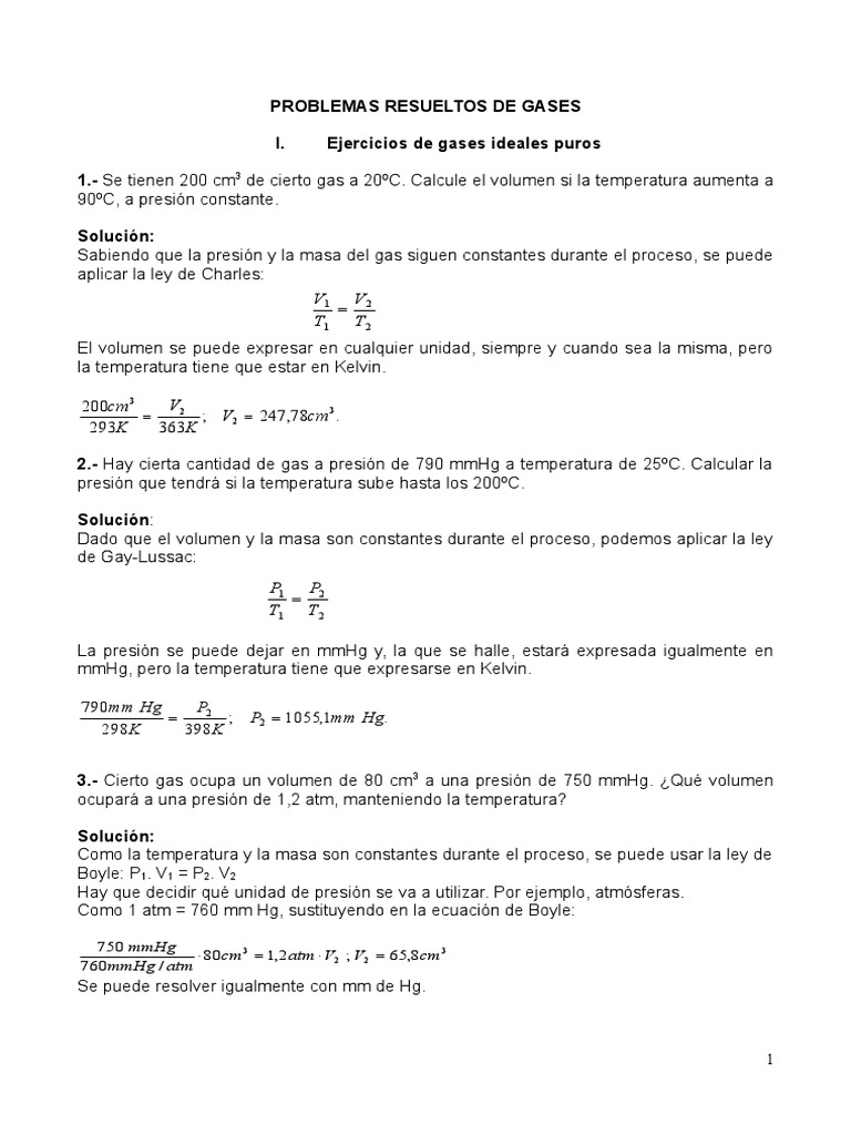 Ejercicios Resueltos de Gases Ideales | PDF | Gases | Mole (Unidad)