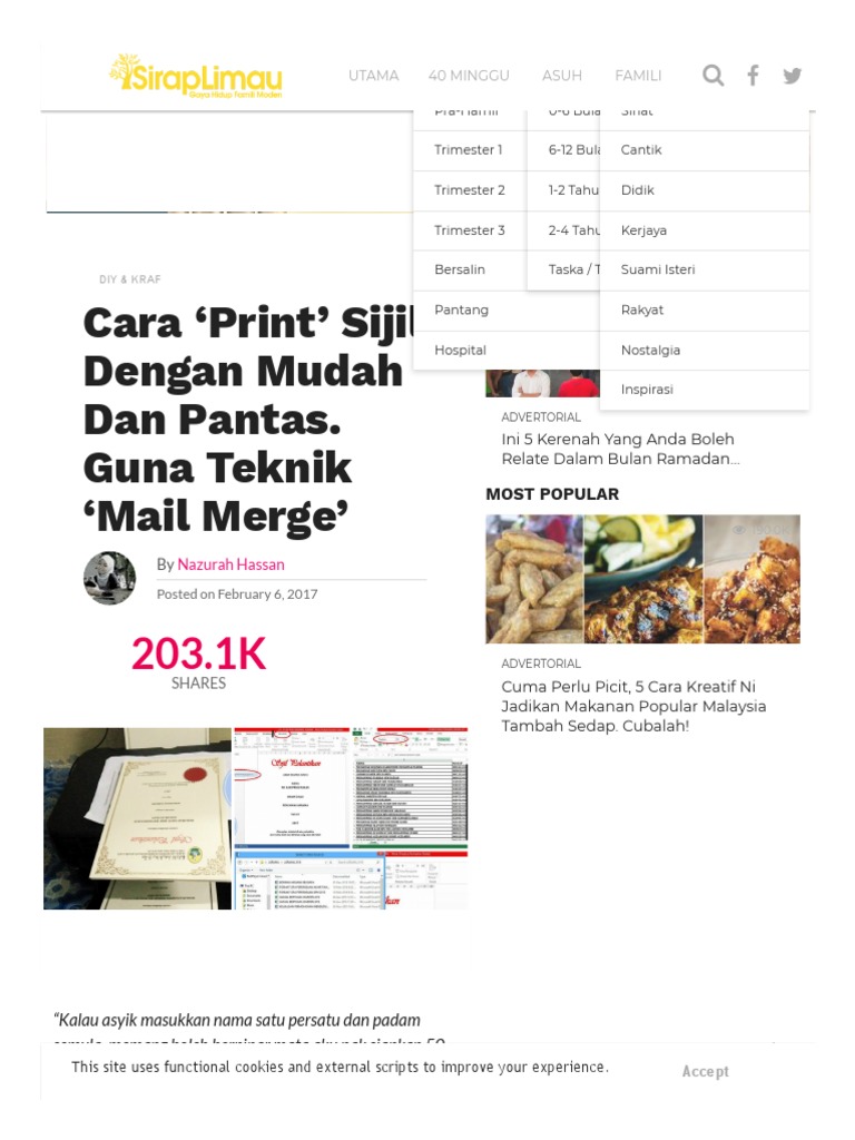 Cara 'Print' Sijil Dengan Mudah Dan Pantas. Guna Teknik 'Mail Merge' | PDF