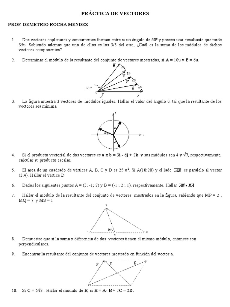 Problemas de Vectores | Descargar gratis PDF | Vector Euclidiano | Triángulo