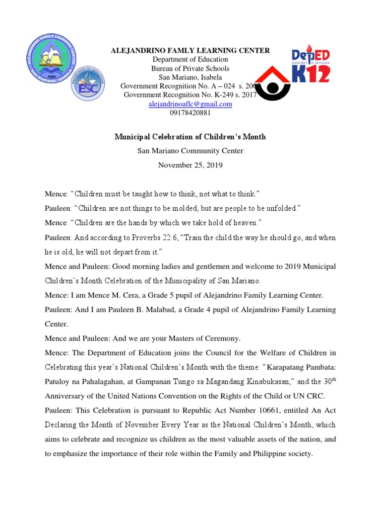 Emcee Childrens Month | PDF