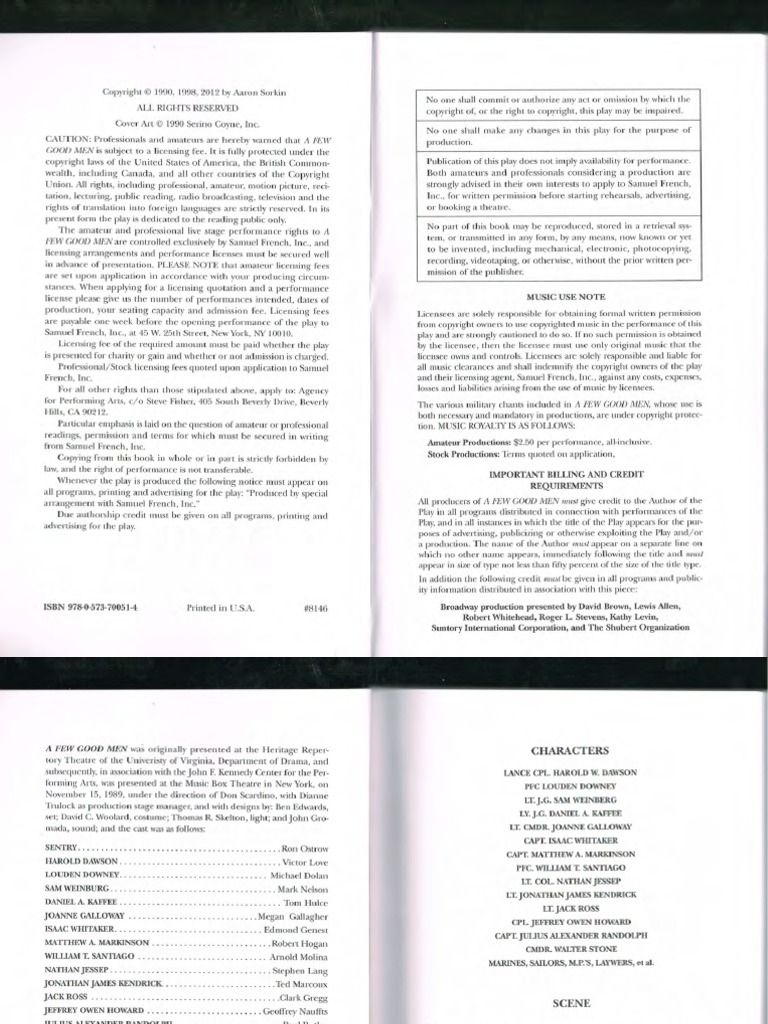 A Few Good Men Stage Play by Aaron Sorkin | PDF