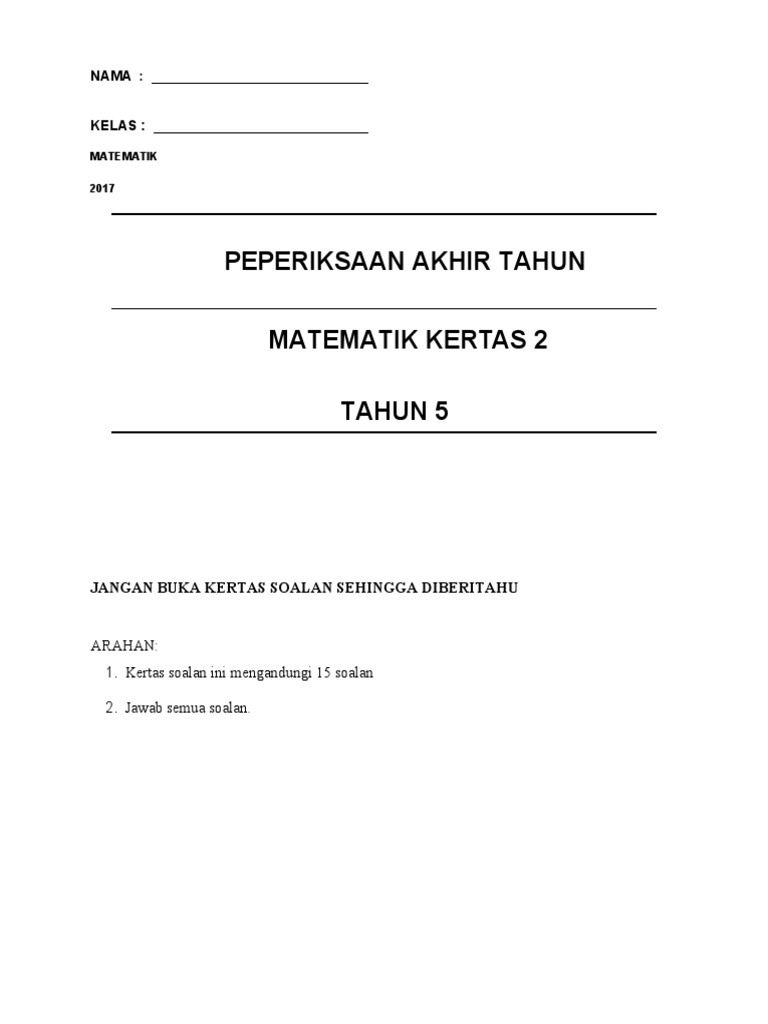 MT Tahun 5 K2 | PDF