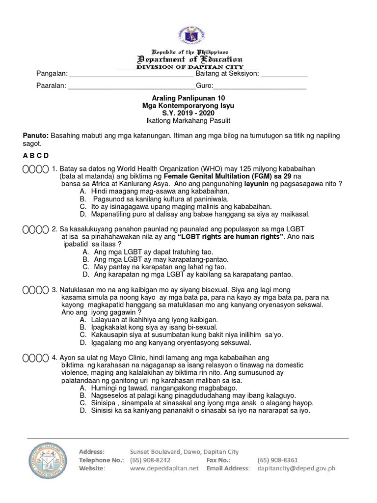 Ap10 Q3 2019 2020 | PDF