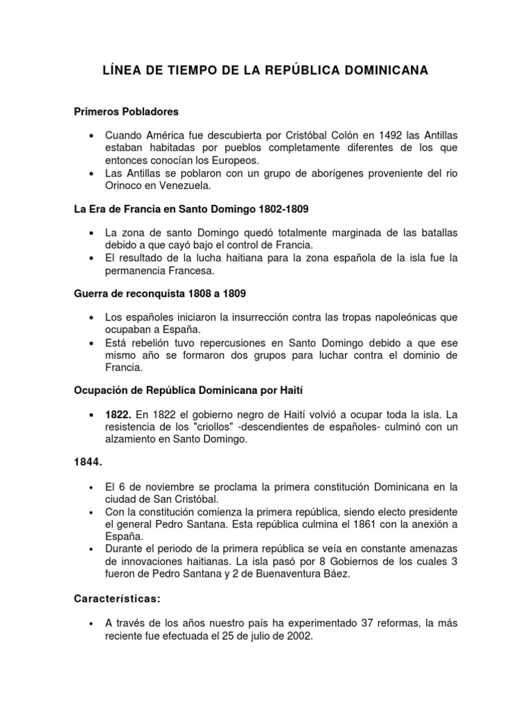 Linea Del Tiempo De La Historia De Republica Dominicana