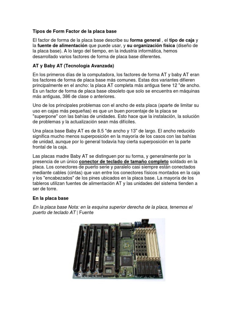 Tipos de Form Factor de La Placa Base | PDF | Unidad Central de ...