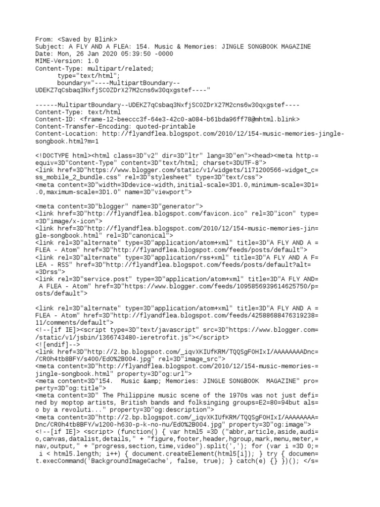 A FLY AND A FLEA 154. Music & Memories JINGLE SONGBOOK MAGAZINE | PDF ...