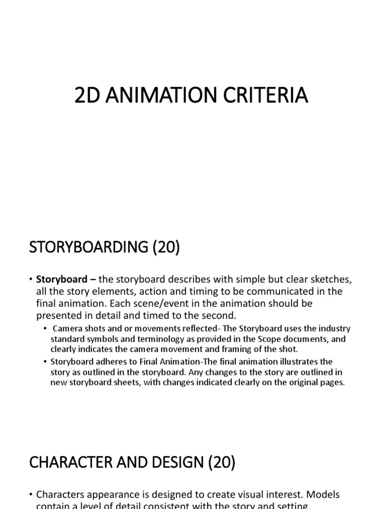 2D Animation Production Criteria Guide | PDF | Animation