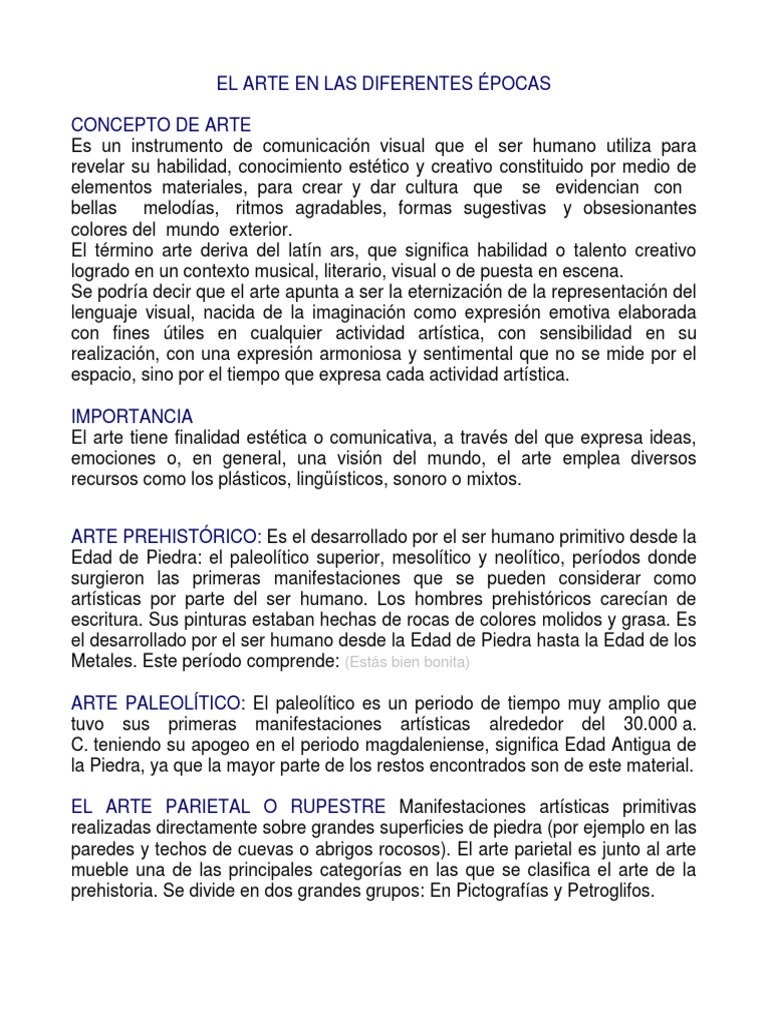 El Arte en Las Diferentes Épocas | PDF | Impresionismo | Pinturas