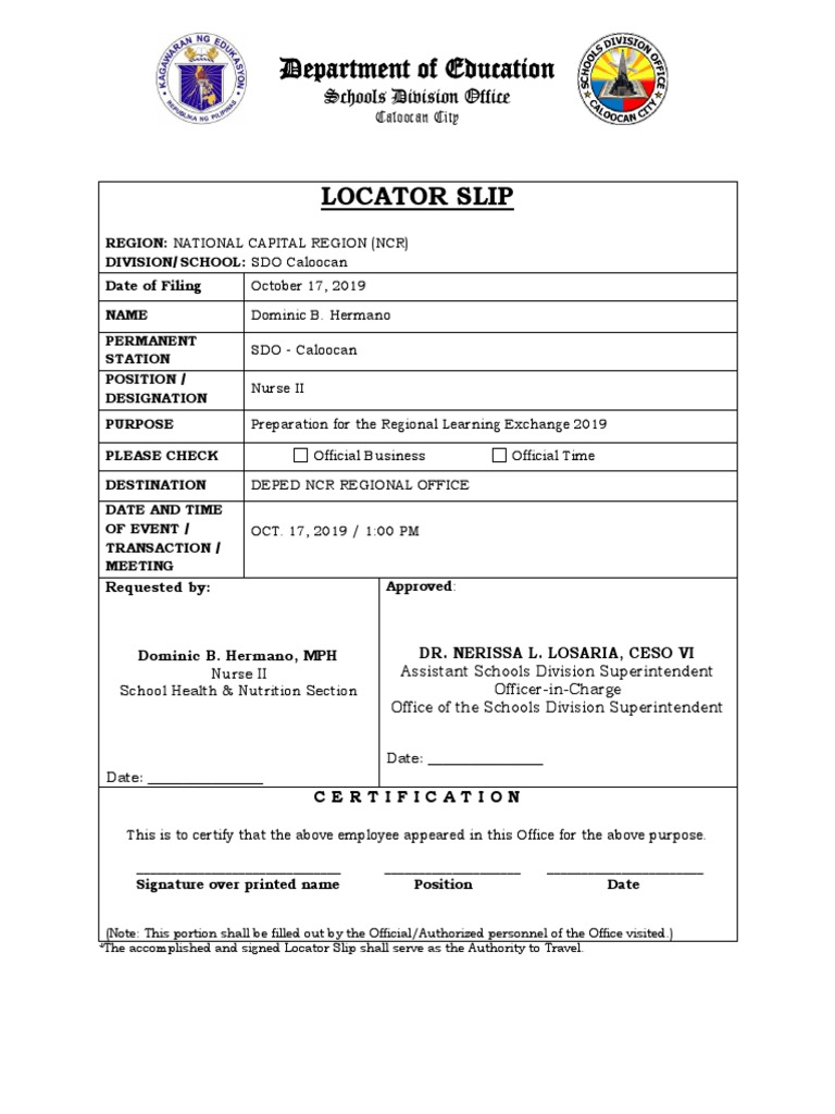 Locator Slip | PDF
