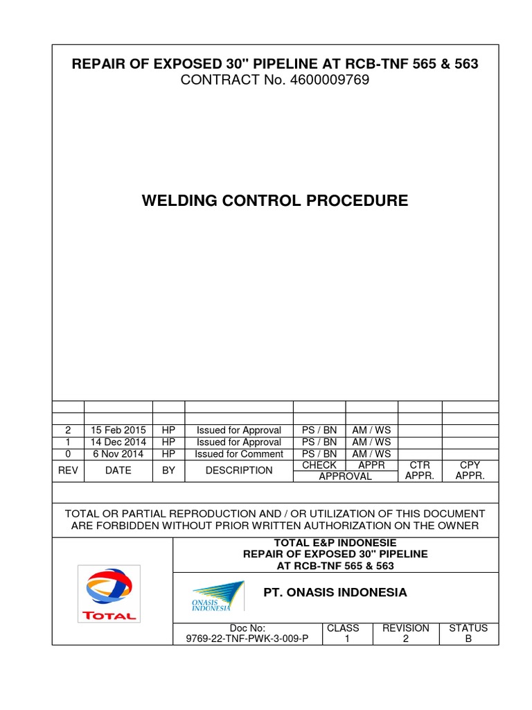 TOTAL Welding Control Procedure Rev.2.pdf | Welding | Metals