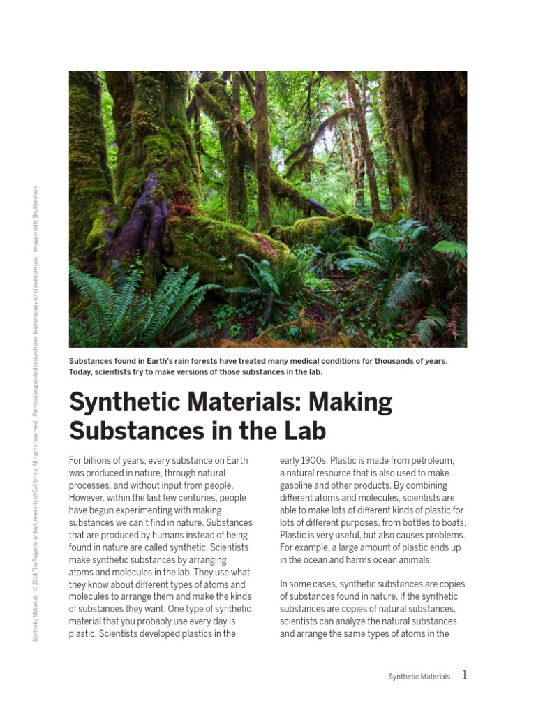 Printable Article Synthetic Materials Making Substances in The Lab ...